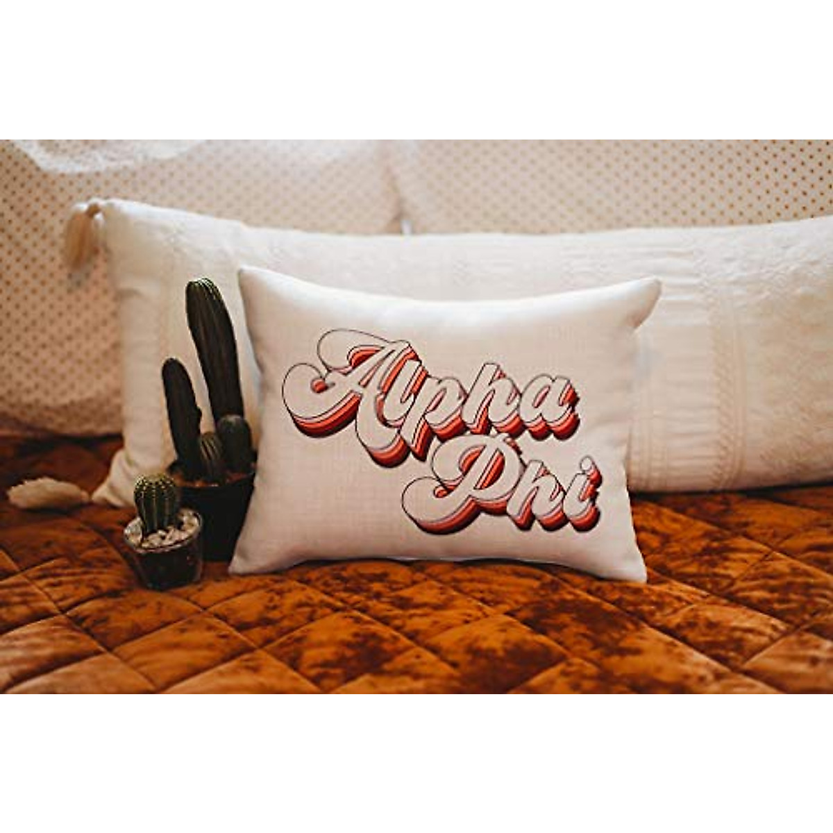 Sorority Shop Alpha Phi Pillow – Retro Design, 12" x 16" Lumbar Pillow Sorority
