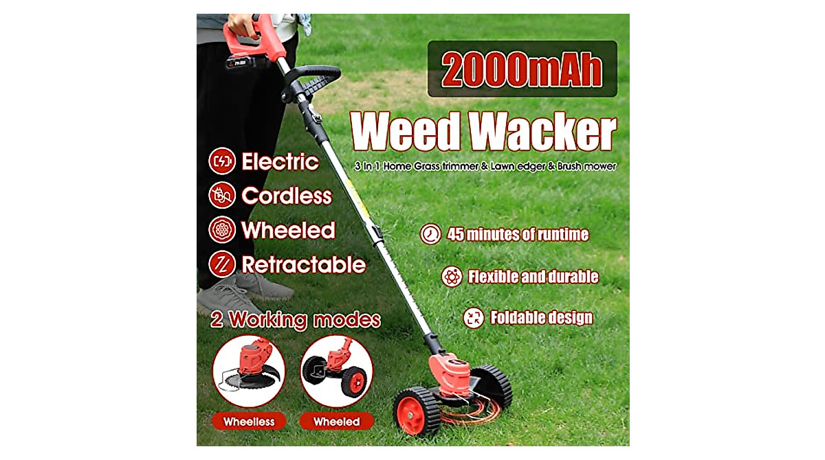 Weed Eater, 21V 2Ah 3-in-1 Li-Ion Cordless String Trimmer with 10Pcs ...