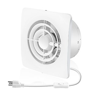 Fanspex 6-in Window Exhaust Fan for Bathroom, 17W Wall Mount Small Ventilation Fan for Kitchen Garage, 40dB Low Noise, 90CFM Air-flow, 5 ft Long Cord