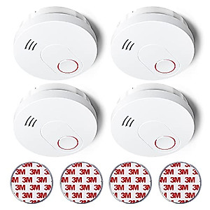 SITERLINK Smoke Detectors 10-Year Battery Operated, Photoelectric Sensor Smoke Alarm with Test-Silence Button, UL Listed Fire Alarms Smoke Detectors with LED Lights for Home, GS526A (4 Pack)