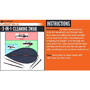 Protec 3-in-1 Clarinet Swab (Bb, A), Cleans Body, Barrel, & Mouthpiece (A125)