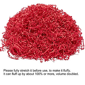 Mefleet 1 LB Crinkle Cut Paper Shred Filler Red Crinkle Paper Shredded Paper for Gift Box - Gift Basket Filler - Gift Box Stuffing for Christmas Xmas Holiday Packaging Wrapping