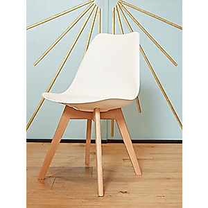 +gardenlife | Tulip Nordic Chair Design Armless Dining Plastic Chair | Set of 4 | White