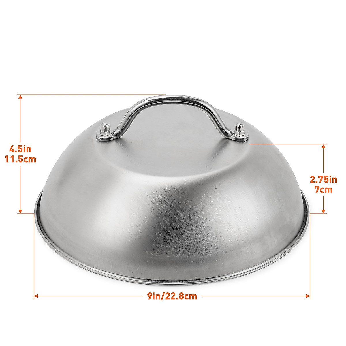 ZBXFCSH Griddle Accessories - Heavy Duty 9" Wide Smashed Burger Melting Cheese Dome - Commercial Grade Stainless Steel Basting and Steaming Cover- Best for Use in Flat Top Grills, 0.6mm Thickness