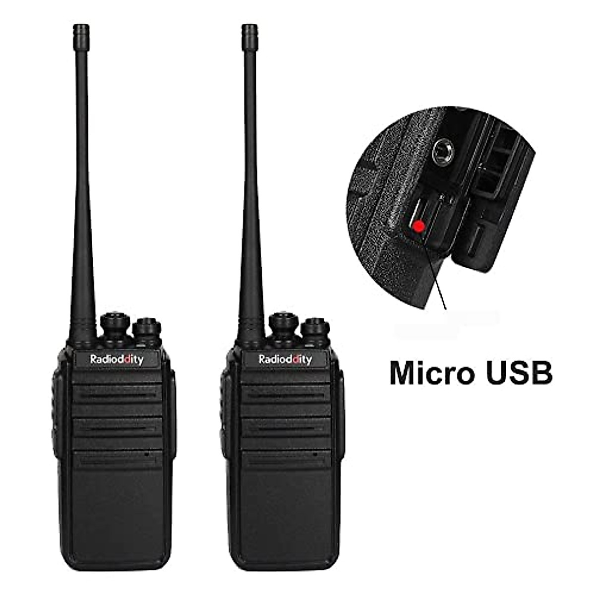 Radioddity GA-2S Long Range Walkie Talkies for Adults UHF Two Way Radio Rechargeable with Micro USB Charging + Air Acoustic Earpiece with Mic, for School Retail Business (2 Pack)