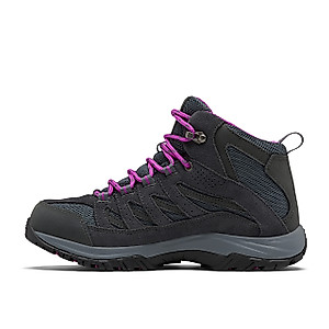 Columbia Womens Crestwood Mid Waterproof Boot Hiking Shoe, Graphite, Bright Plum, 9 US
