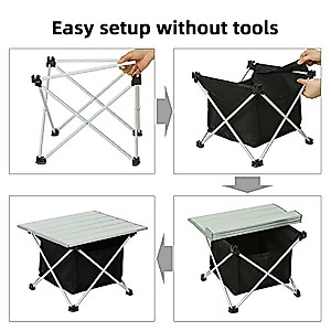 ROCK CLOUD Portable Camping Table Ultralight Aluminum Camp Table with Storage Bag Folding Beach Table for Camping Hiking Backpacking Outdoor Picnic