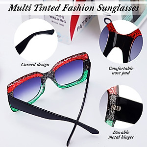 Zhanmai 4 Pieces Juneteenth African Women's Jewelry Set Jamaica accessories African Map Dangle Earrings Queen Wooden Earrings Oversized Square Sunglasses Rasta Beaded Bracelet for Black Women