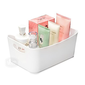 YBM HOME Storage Bins - Open Plastic Organizers and Storage Basket for Kitchen Pantry Organization, Under Sink Bathroom Storage, Toy Baskets, Food Storage Box Containers (Small - White)