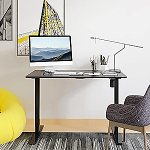SANODESK Electric Standing Desk Adjustable Height Desk 48 x 24 Inches Sit Stand Up Desk with Splice Board for Home Office Computer Table (Black Frame + 48" Black Top)