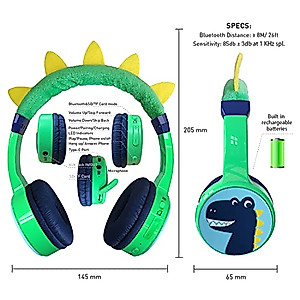 JBUNION Kids Bluetooth Headphones, with 85dB Volume Limited Adjustable Headphones, Wireless Bluetooth Headphones, Aux 3.5mm Cable Included for Boys Girls Study, School, Kids Headset for ipad/Tablet