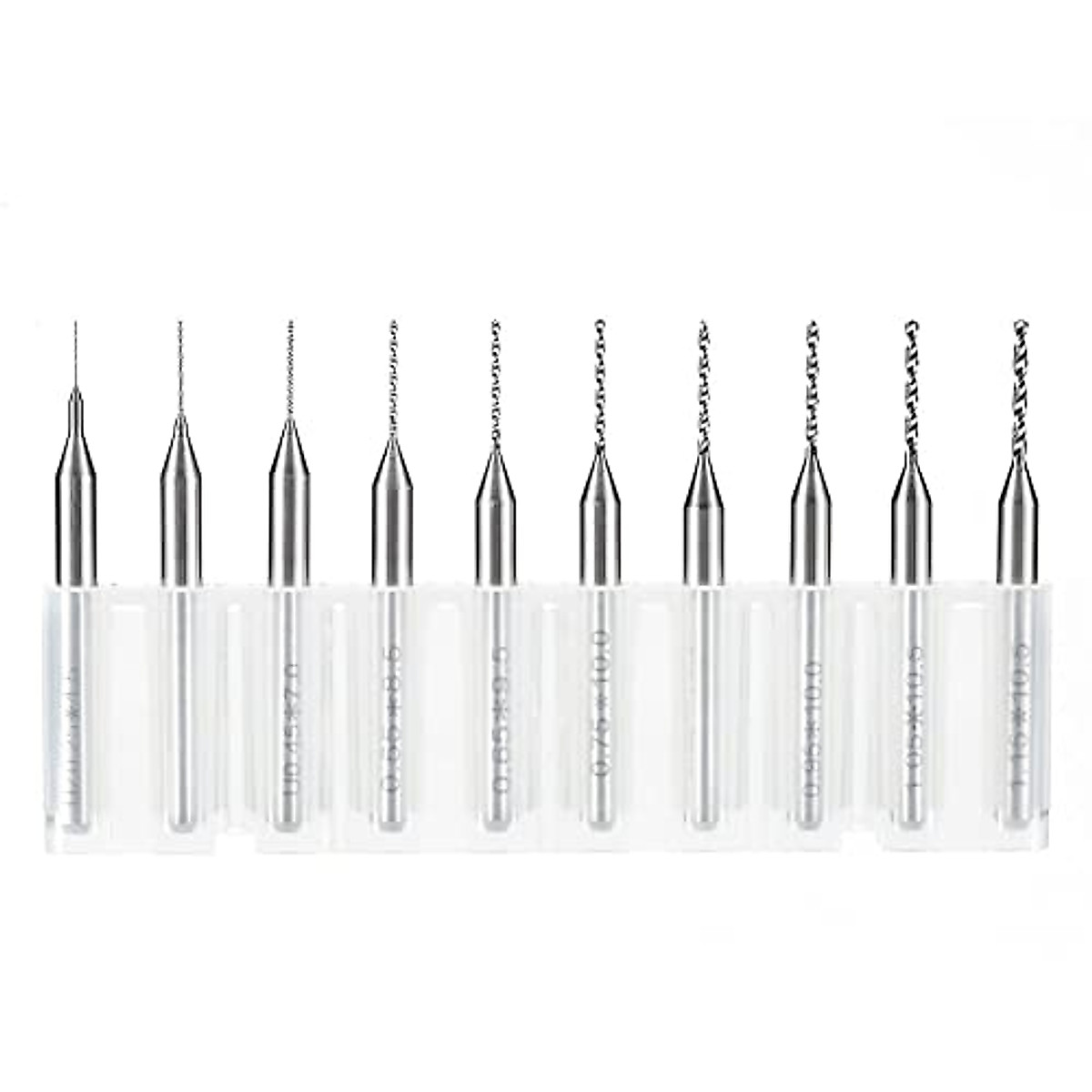 HUHAO 10PCS PCB Drill Bits Sets Spiral Flute Carbide 0.25mm to 1.15mm Carbide PCB Mini Drill Bit CNC Engraving Tool Tungsten Steel for Print Circuit Board Jewelry (2680)