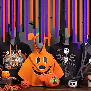 jiebor Crepe Paper Streamers for Halloween Black Orange Purple Crepe Paper Roll Halloween Party Room Wall Decor, 9 Rolls 738 Ft