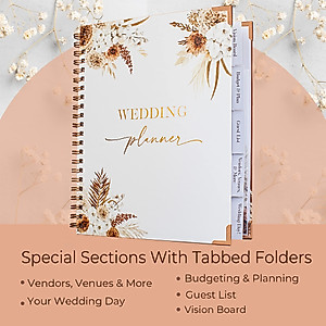 Beautiful Boho Wedding Planner Book and Organizer - Enhance Excitement and Makes Your Countdown Planning Easy - Unique Engagement Gift for Newly Engaged Couples, Future Brides and Grooms,9 X 11 inches