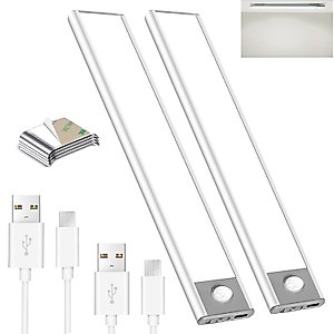 9in Under Cabinet Lights,30LED Motion Sensor Light Indoor Wireless,Magnetic 1500mAh Rechargeable Battery Under Counter Lights,Type C USB Closet Lighting for Kitchen,Wardrobe, Bedroom,Cold White-2 pack