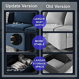 Belffin Modular Velvet Sectional Sofa with Chaise Lounge Sectional Sleeper Sofa with Storage Chaise Sofa Bed Couch for Living Room Blue