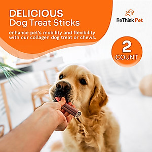 ReThink Pet Premium 2pcs Collagen Sticks for Dogs, All Natural Dog Collagen Sticks, Great Tasting to Support Healthy Skin & Shiny Coats, Highly Digestible, Beef Collagen Chews for Dogs, Collagen Chew