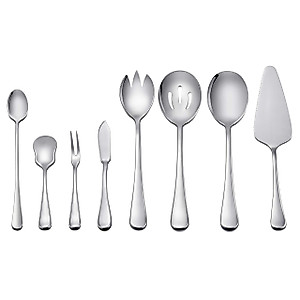 LIANYU 8 Piece Serving Utensils, Stainless Steel Flatware Hostess Serving Set, Mirror Finished, Dishwasher Safe
