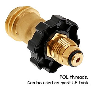 Uenede Brass Propane Tank Adapter with Wrench Converts POL LP Tank Service Valve to QCC1/Type1 Hose or Regualtor Old to New Type Connection