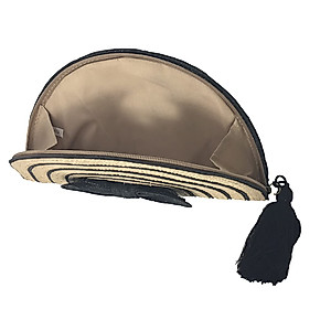 Fashion Culture Abby Woven Straw Half Moon Striped Clutch w Tassle, Natural Black