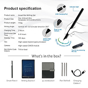 Ophayapen Digital Smart Pen Notebook and Writing Board Set, Real-time Sync for Digitizing, Convert to Text,Storing, and Sharing Paper Notes, Compatible with Smartphone (Android and iOS)