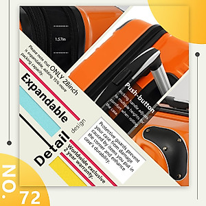 Coolife Luggage Expandable(only 28") Suitcase PC+ABS Spinner 20in 24in 28in Carry on (white grid new, L(28in))