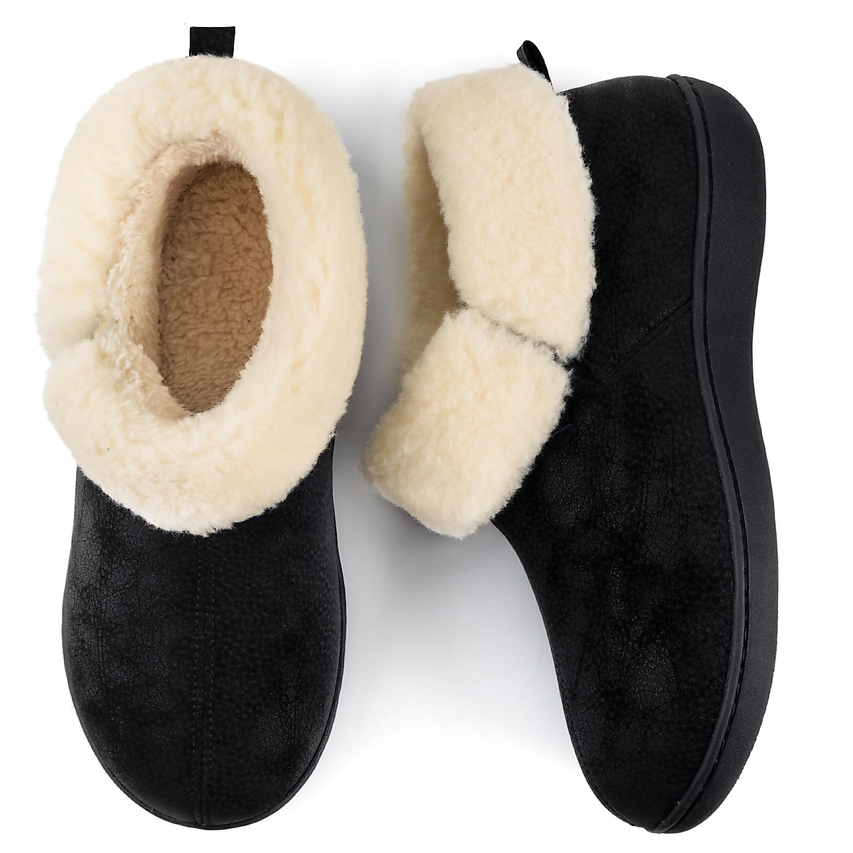 RockDove Women's Sierra Faux Leather Bootie Slipper, Size 7 US Women, Black