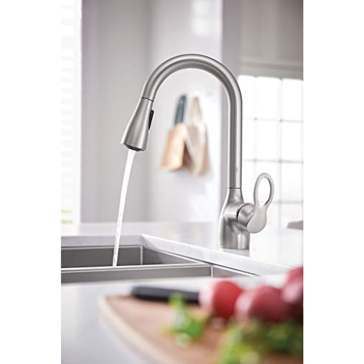 Moen CA87011SRS Single Handle Kitchen Faucet with Pullout Spray from the Kleo Collection, Spot Resist Stainless