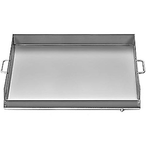 Happybuy Stainless Steel Griddle,32" X 17" Universal Flat Top Rectangular Plate, BBQ Charcoal/Gas Grill with 2 Handles and Grease Groove with Hole，Grills for Camping, Tailgating and Parties