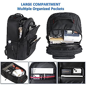 WIRABO Rolling Backpack Travel Wheeled Backpack 15.6 inch Laptop Backpack with Wheels Carry on Luggage Business Trolley Suitcase for Men Women Adults Computer Bag Black