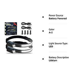 Rechargeable Headlamp 2Pack, 230°Wide Beam Headlamp for Adults, LED Headlamp with Clips-Camping Gear, 6 Modes, Motion Sensor, Head Lamp Flashlight for Cycling, Running, Fishing, Camping