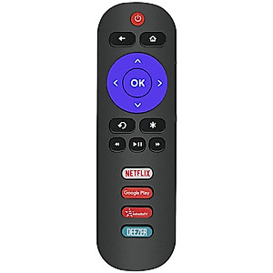 Universal Remote Control Compatible with TCL Roku TVs with Google Play EstrellaTV DEEZER Netflix Shortcut Key