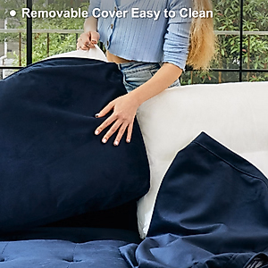 Belffin Modular Sectional Sleeper Sofa with Pull Out Bed U Shaped Sectional Sofa Couch with Storage Ottoman Velvet Covertible 7-Seater Sofa for Living Room Blue