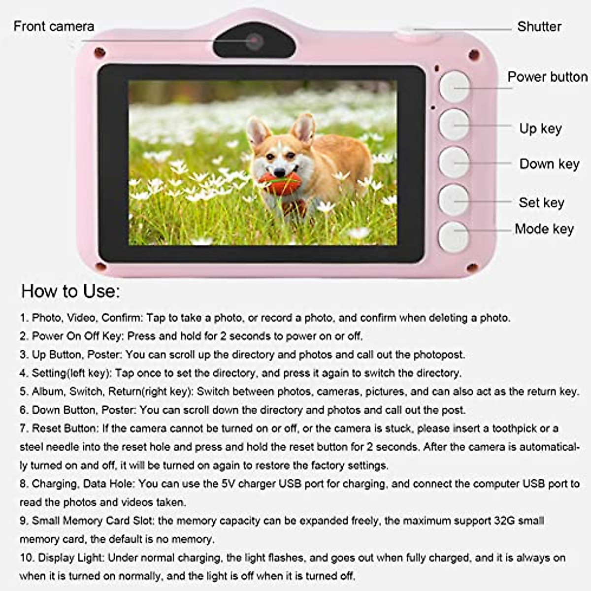 Kids Camera Smart HD 20MP Smart Selfie Digital Camera for Boys and Girls Record Beautiful Moments