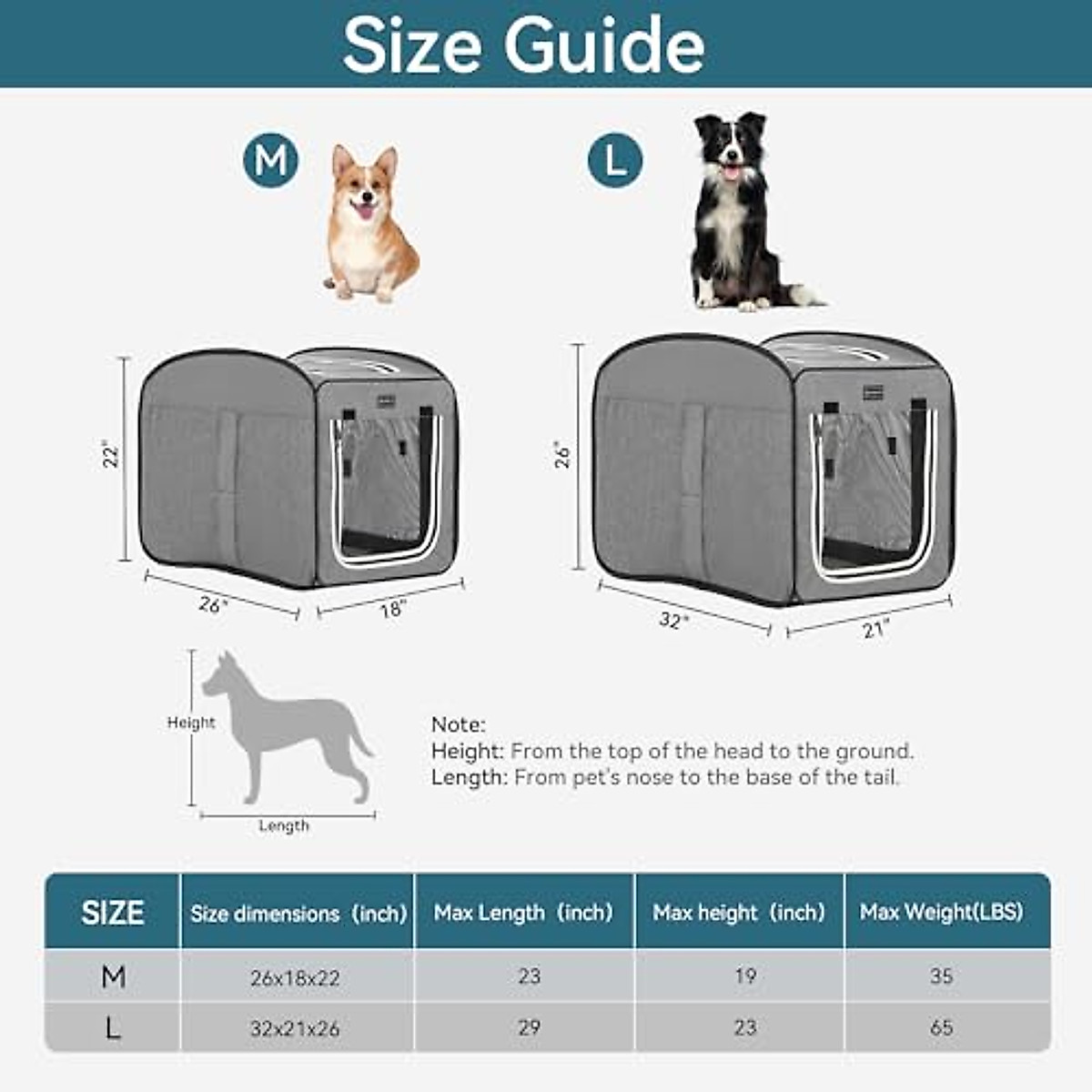Petsfit Pop Up Dog Crate, Portable Dog Crates for Medium Dogs，Lightweight&Collapsible Pet Cage Cat Kennel, Included Soft Mat and Carrying Case，Grey，Medium