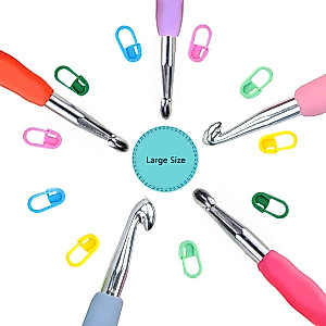 Size 6.5mm 7.0mm 8.0mm 9.0mm 10.0mm Crochet Hooks Set Ergonomic Grip Soft Handles Aluminum Crochet Hook Size K L M N/P in Case