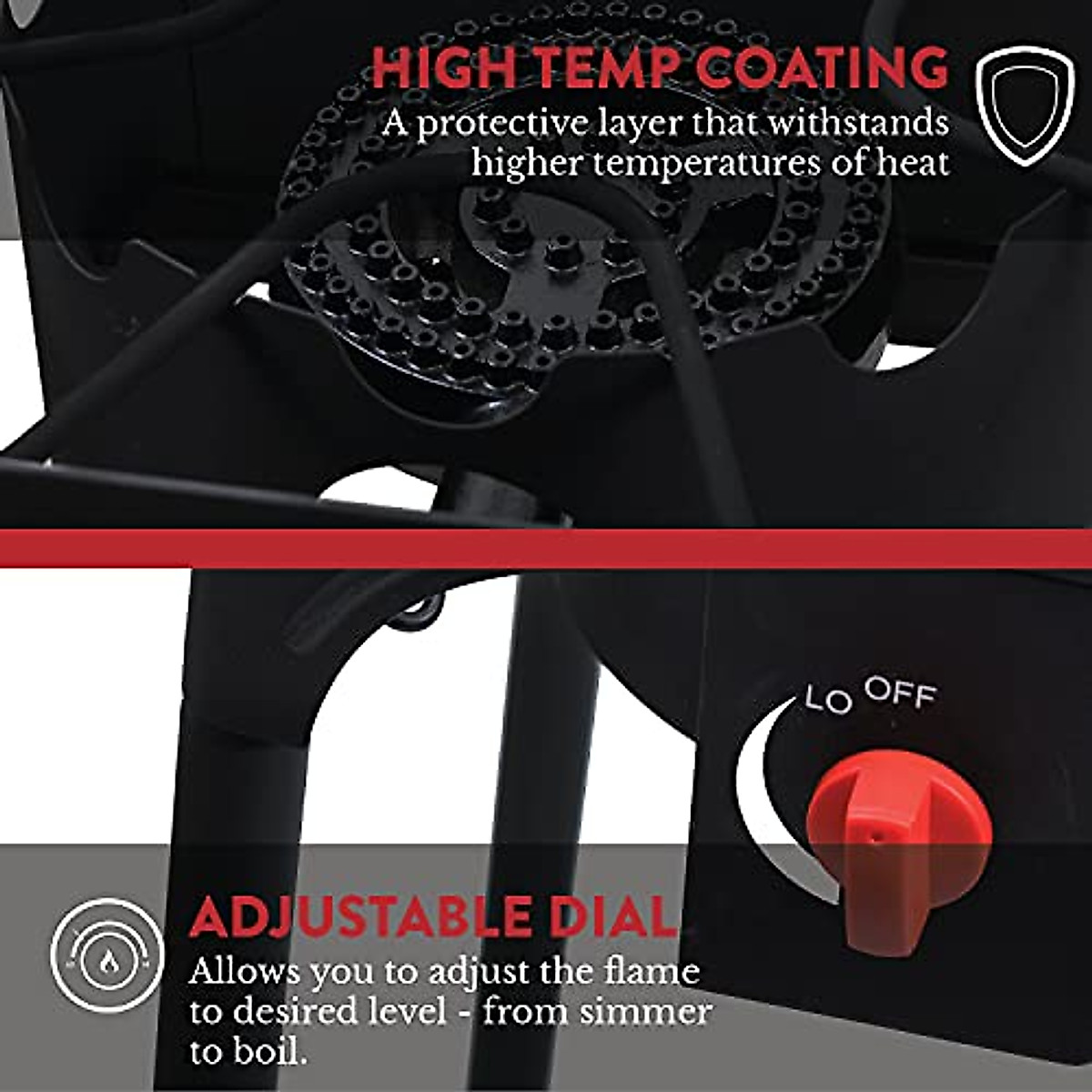 Gas One Two Burner Camping Stove Outdoor High Pressure Propane gas stove Adjustable PSI Regulator and 4ft Steel Braided Hose With Removable Legs