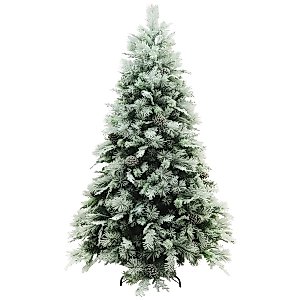 Kuopociaga Flocked Artificial Christmas Tree Prelit 650 LED Lights 7.5 Feet Pine