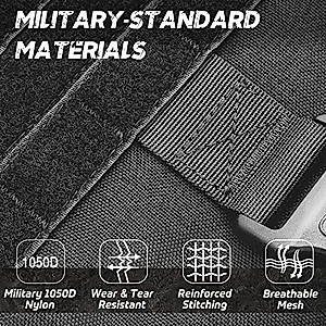 rabbitgoo Tactical Dog Harness for Large Dogs, Heavy Duty Dog Harness with Handle, No-Pull Service Dog Vest Large Breed, Adjustable Military Dog Vest Harness for Training Hunting Walking, Black, L