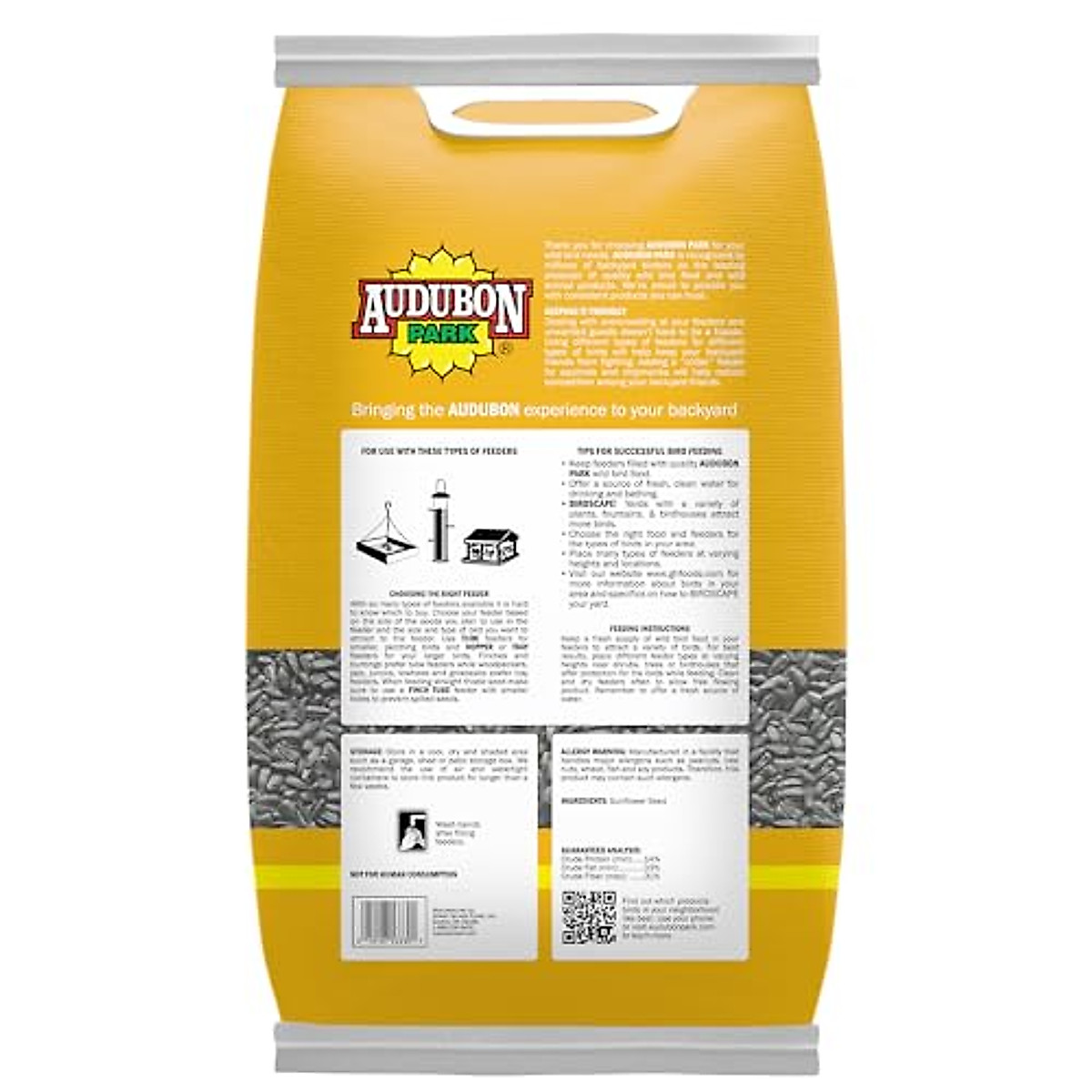 Audubon Park 10427 11286 Black Oil Sunflower Seed Wild Bird Food, 20 lb