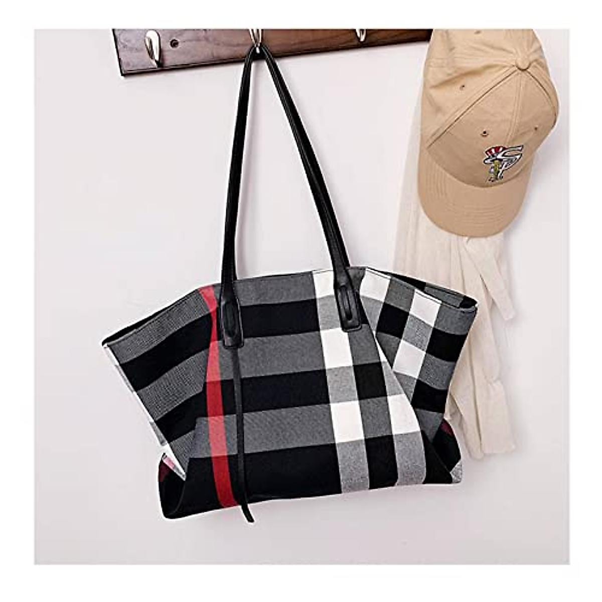 Handbags for Women Canvas Fashion Large Capacity Roomy Bag Ladies Crossbody Purse Fashion Trend Plaid Shoulder Bag