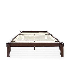 Bme Chalipa 14” Full Size Bed Frame - Wood Platform Bed - Wood Slat Support - No Box Spring Needed - Easy Assembly - Minimalist & Modern Style, Walnut