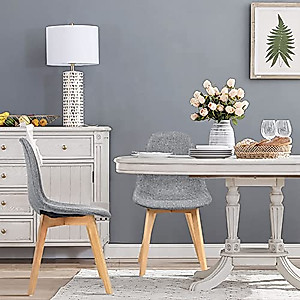 Giantex Set of 2 Kitchen Dining Chairs, Easily Assemble Modern Fabric Cushion Seat Chair w/Wood Legs, Mid Century Armless Chairs for Kitchen, Dining Room, Restaurant, Gray