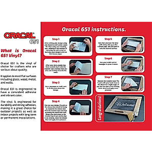 Permanent Vinyl Oracal651 Adhesive Decal Sticker Vinyl 12" Roll (12" x 25ft, Black Gloss)