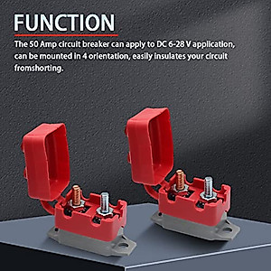 4PCS DC 12V-24V Automatic Reset Circuit Breaker with Cover Stud Bolt, Automotive Replacement Accessories for Battery Chargers, Trucks, Buses, Car Engines, Marine, Electric Cars (50A)