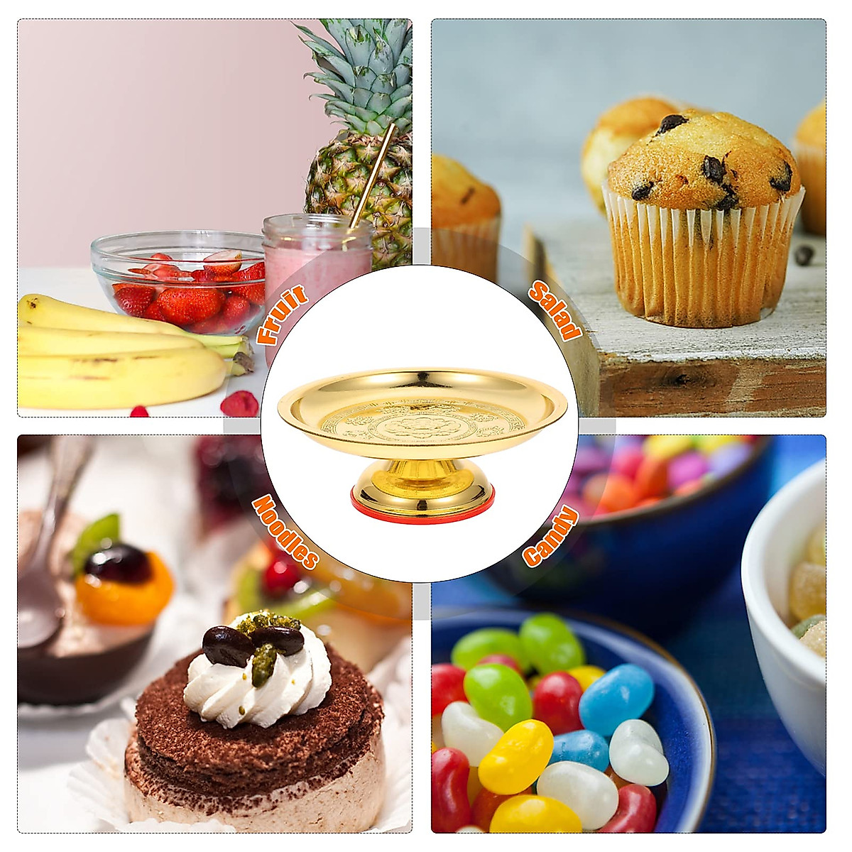 Hemoton 1pc Fruit Plate Cupcake Display Holder Fruit Holder Buddhist Bowl Appitizer Dish Buddha Decoration God Offering Bowl Buddhist Offering Plate Cake Dome Candy Bowl Counter Zinc Alloy