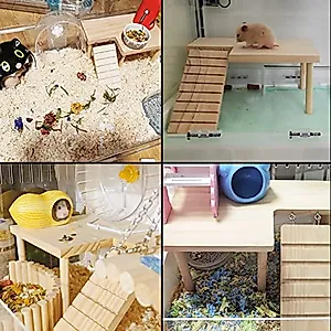 BNOSDM Wooden Hamster Platform with Legs Small Animal Standing Platform Exercise Toy Cage Accessories for Syrian Dwarf Hamsters Guinea Pigs Gerbils Degus Chinchillas Mice Bird
