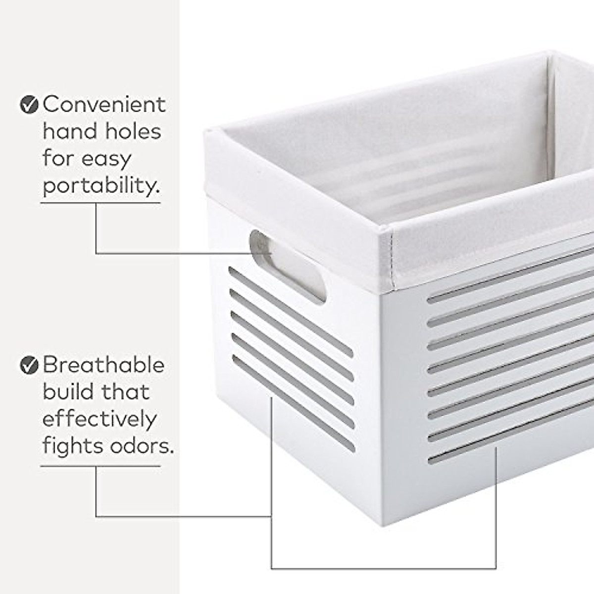 Creative Scents Wooden Crates for Storage - Set Of 3 Sizes Nesting Wood Crates with Removable Fabric Liner, Cutout Handles and Breathable Holes - The Best Sizes Chosen for Home Storage Bins (White)