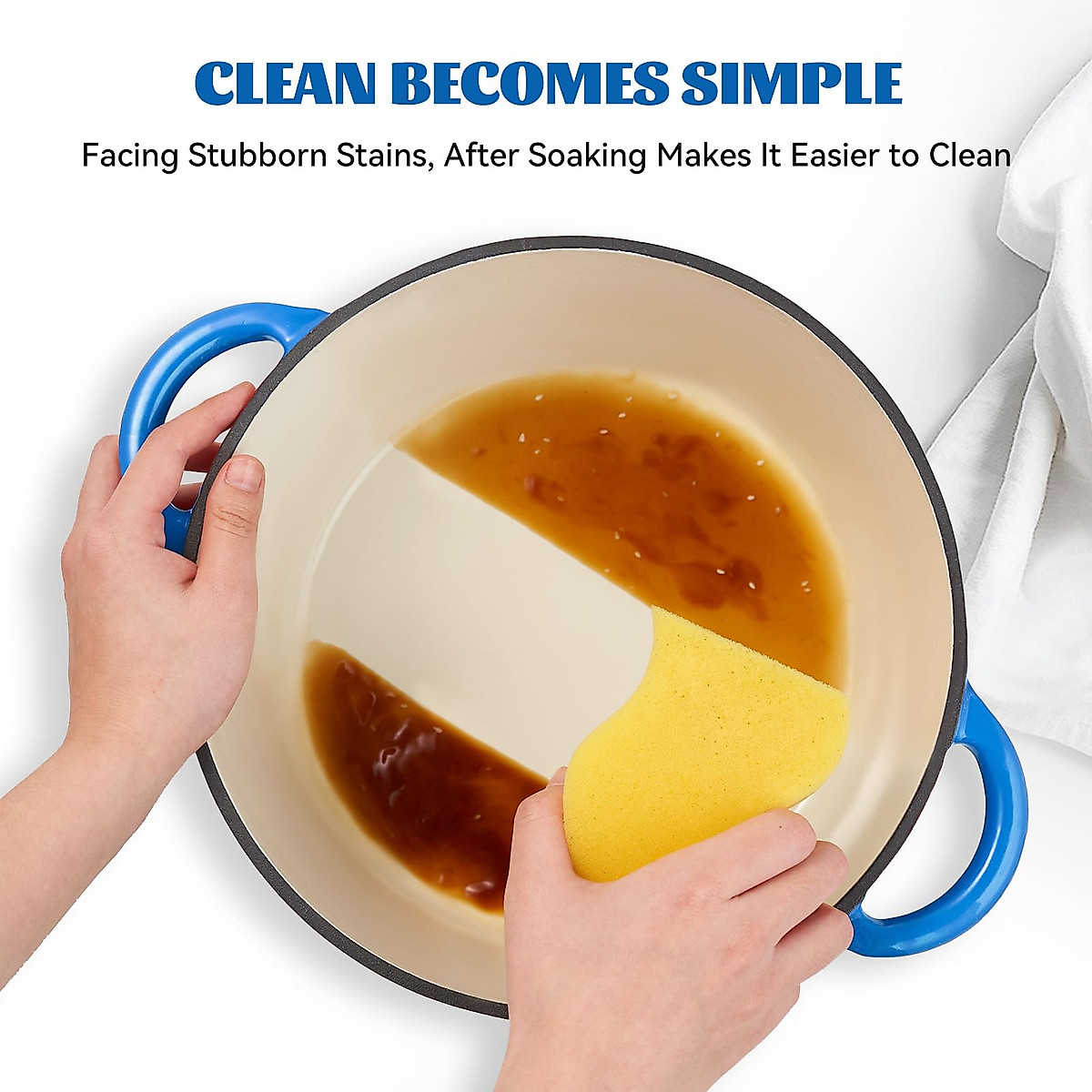 Fijinhom 6 Quart Enameled Cast Iron Dutch Oven Pot with Lid, Dual Handle for Bread Baking, Pre-Seasoned Cookware, Heavy-Duty, Oven Safe up to 500° F, Non-stick & Applicable All Cookings, Blue