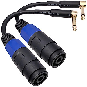 CESS-144 Speakon Female Connector to 1/4" Male TS Speaker Cable - Speak-on Jack to 1/4 TS Plug (Right-Angle Plug)
